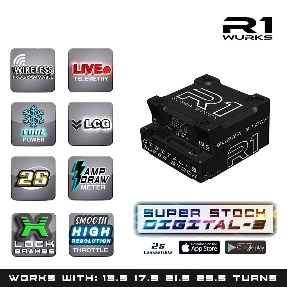 R1 Wurks 040013 "Super Stock" 2S Digital-3 Brushless ESC – Smokem