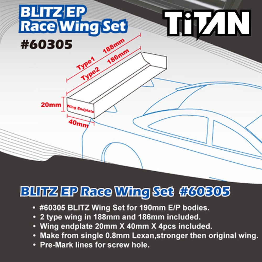 TiTAN 60305 Blitz High Downforce EP Touring Wing Set (2) – Smokem